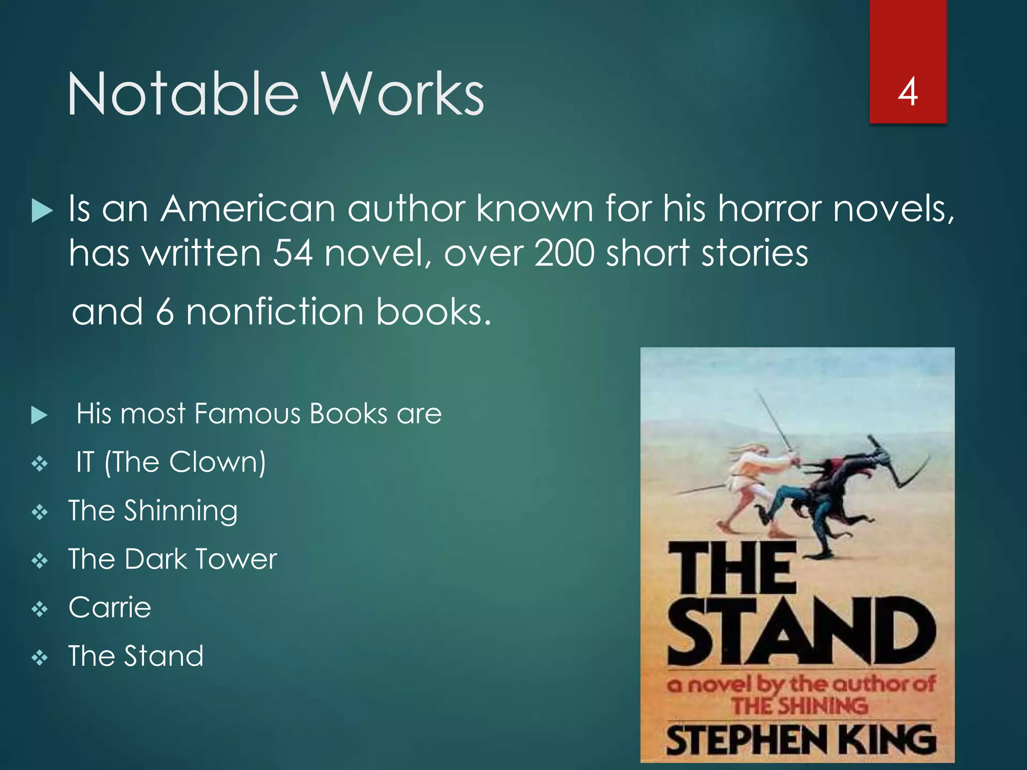 Stephen king Biography Presentation 2015 By An Ariyan | PPTX