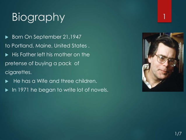 Stephen king Biography Presentation 2015 By An Ariyan | PPTX