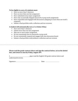 English 102 grading contract | PDF