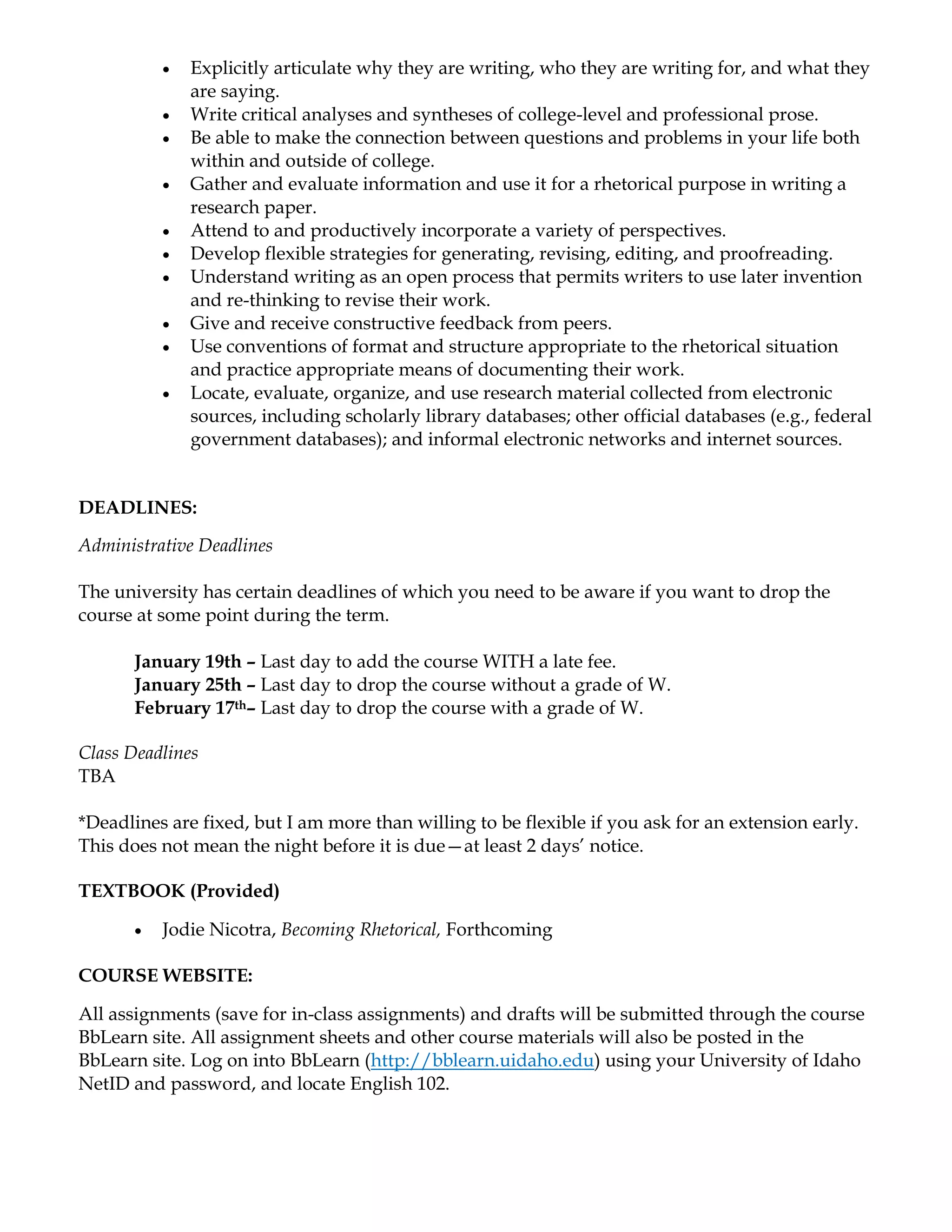 English 102 syllabus official | PDF