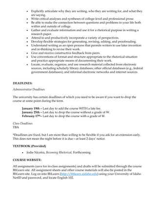 English 102 syllabus official start | PDF