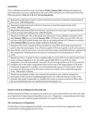 English 102 syllabus official start | PDF