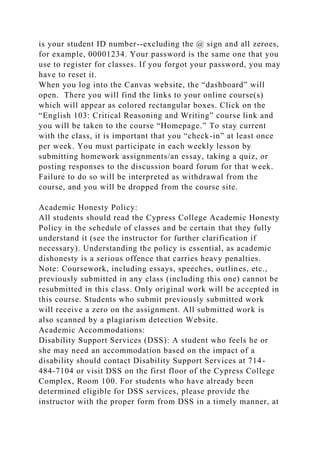 English 103 Online Course OverviewEnglish 103 is a course on cri.docx