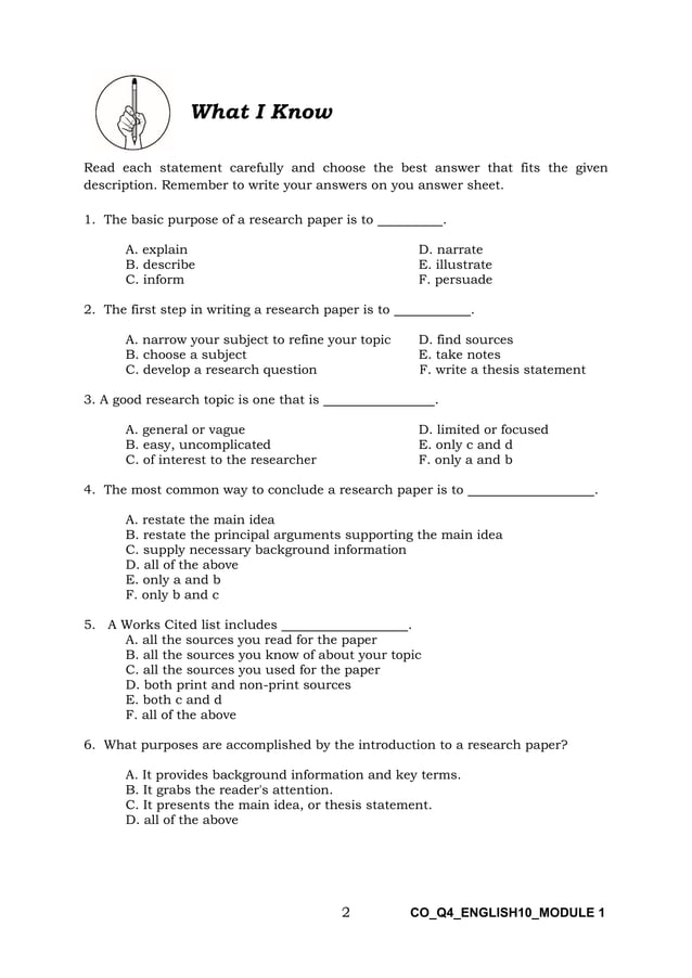 English10_Mod1_Distinguish Technical Terms Used in Research_final.pdf | Educational Assessment ...
