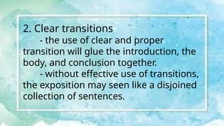 Exposition is the part of a story that establishes the background and ...