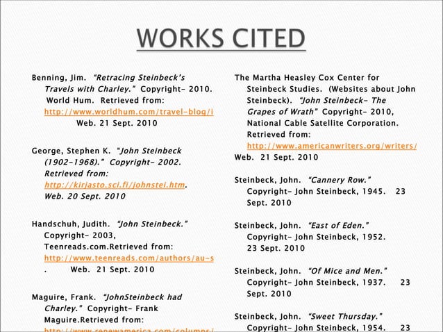 English 1102- Research Presentation-(John Steinbeck)- by Eula Smith | PPT