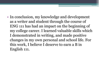 English 111 reflection and learning | PPTX