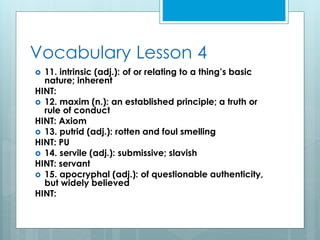 English 12 honors vocab 1 4 | PPT