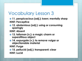 English 12 honors vocab 1 4 | PPT