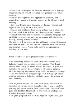 English 1302 Grant Proposal Project Guidelines and RubricOverview ...