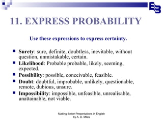 English 17 steps to better presentations vocabulary guide | PPT