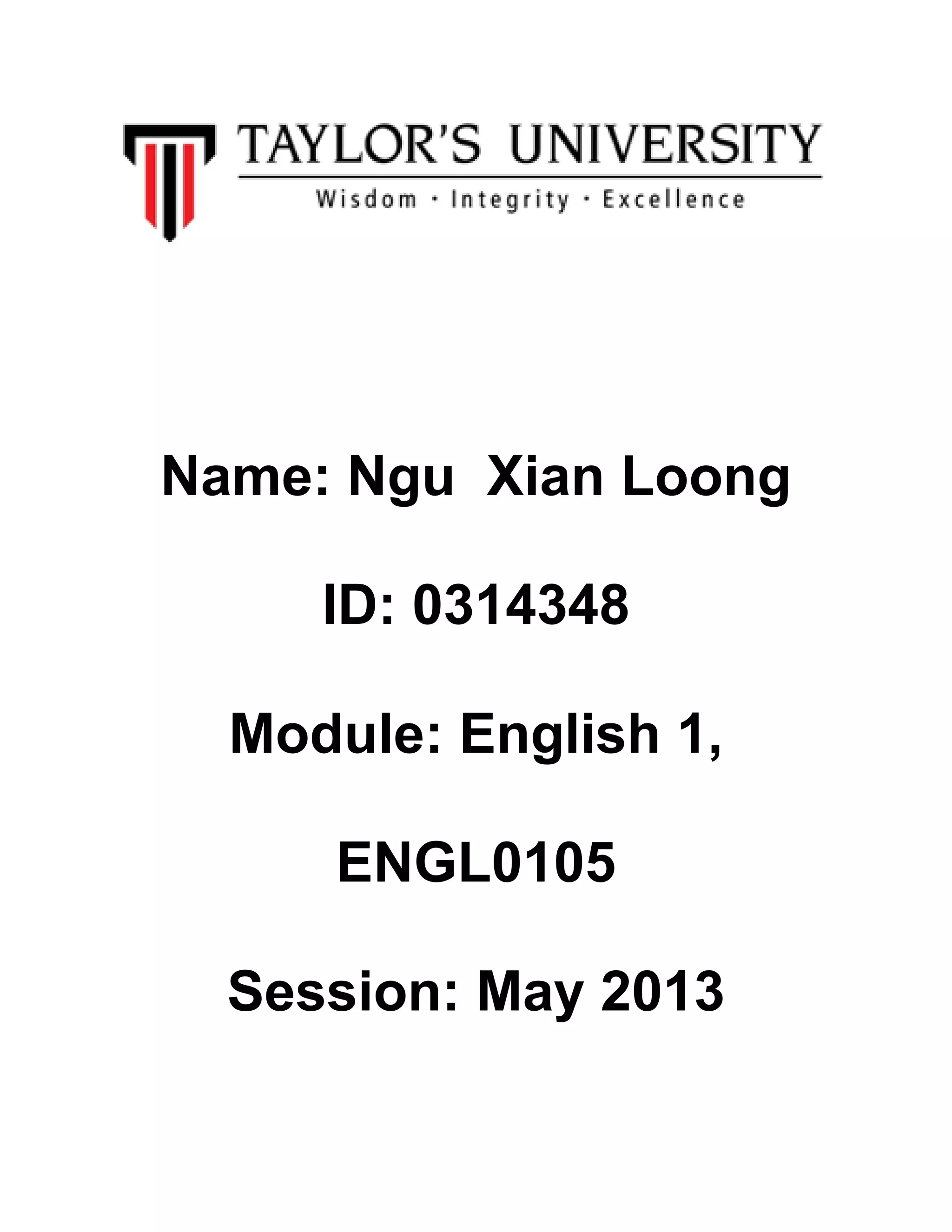 English 1 assignment 1 copy | PDF