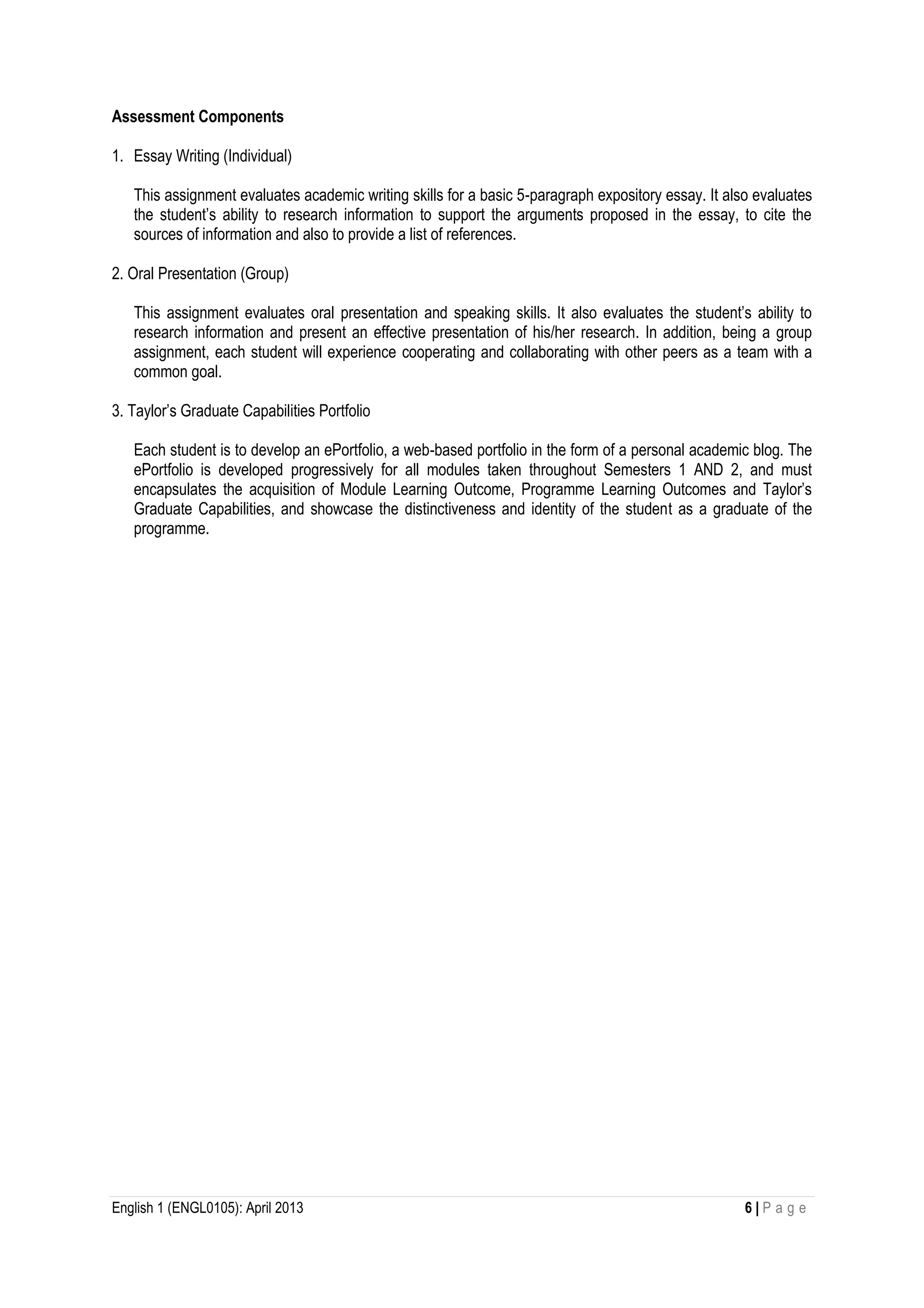 English 1 Module Outline | PDF