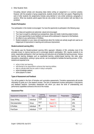 English 1 Module Outline | DOCX