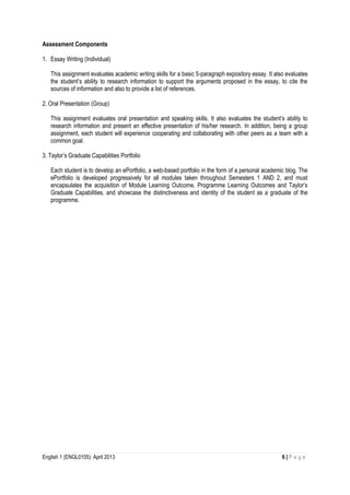 English 1 Module Outline | PDF