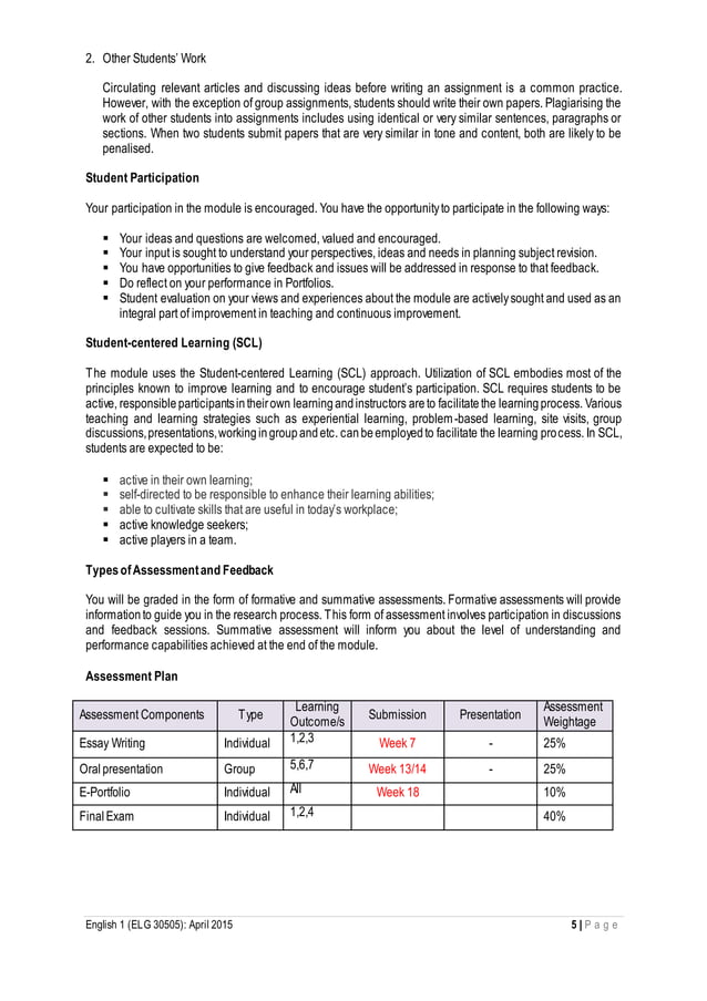 English 1 course outline | DOCX