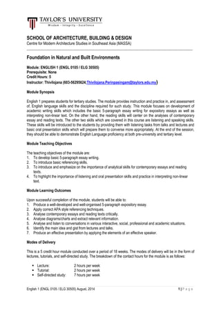 ELG 30505 Module Outline | PDF