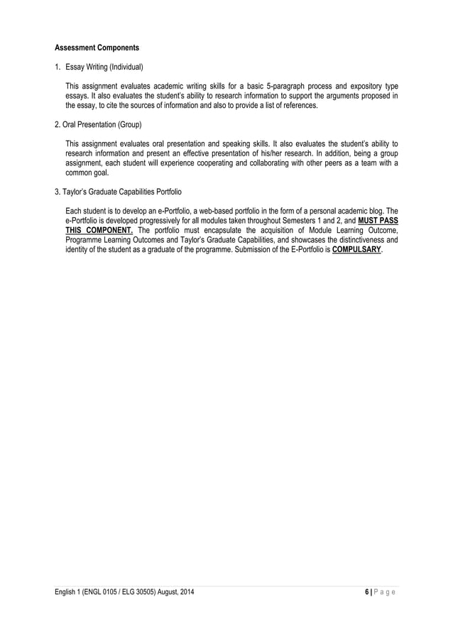 ELG 30505 Module Outline | PDF