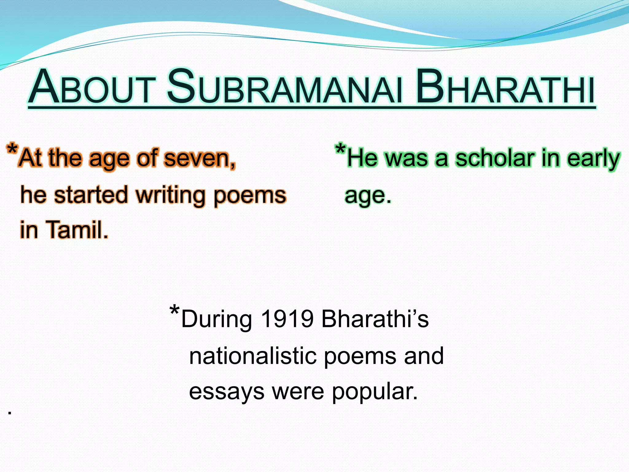 ppt on Subramania bharathi | PPTX