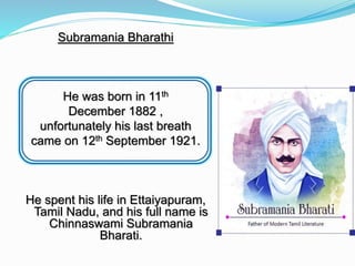 ppt on Subramania bharathi | PPTX