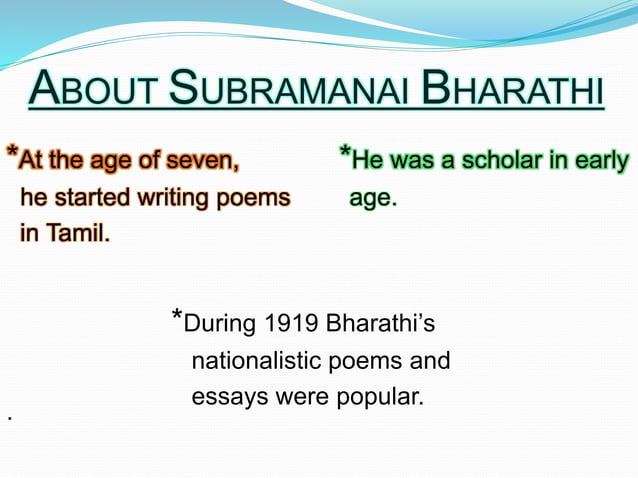 ppt on Subramania bharathi | PPTX | Hinduism | Religion & Spirituality