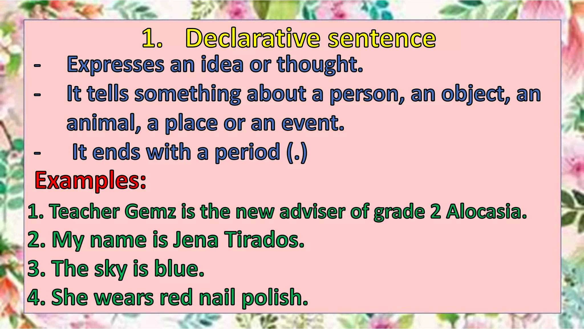 English 2 four kinds of sentence | PPT