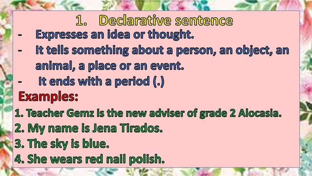 English 2 four kinds of sentence | PPT