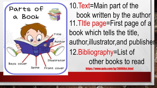 ENGLISH 2 - Parts of a Book.pptx | Books and Literature