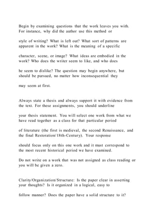 English 201 – british literature i reading response assign | DOCX