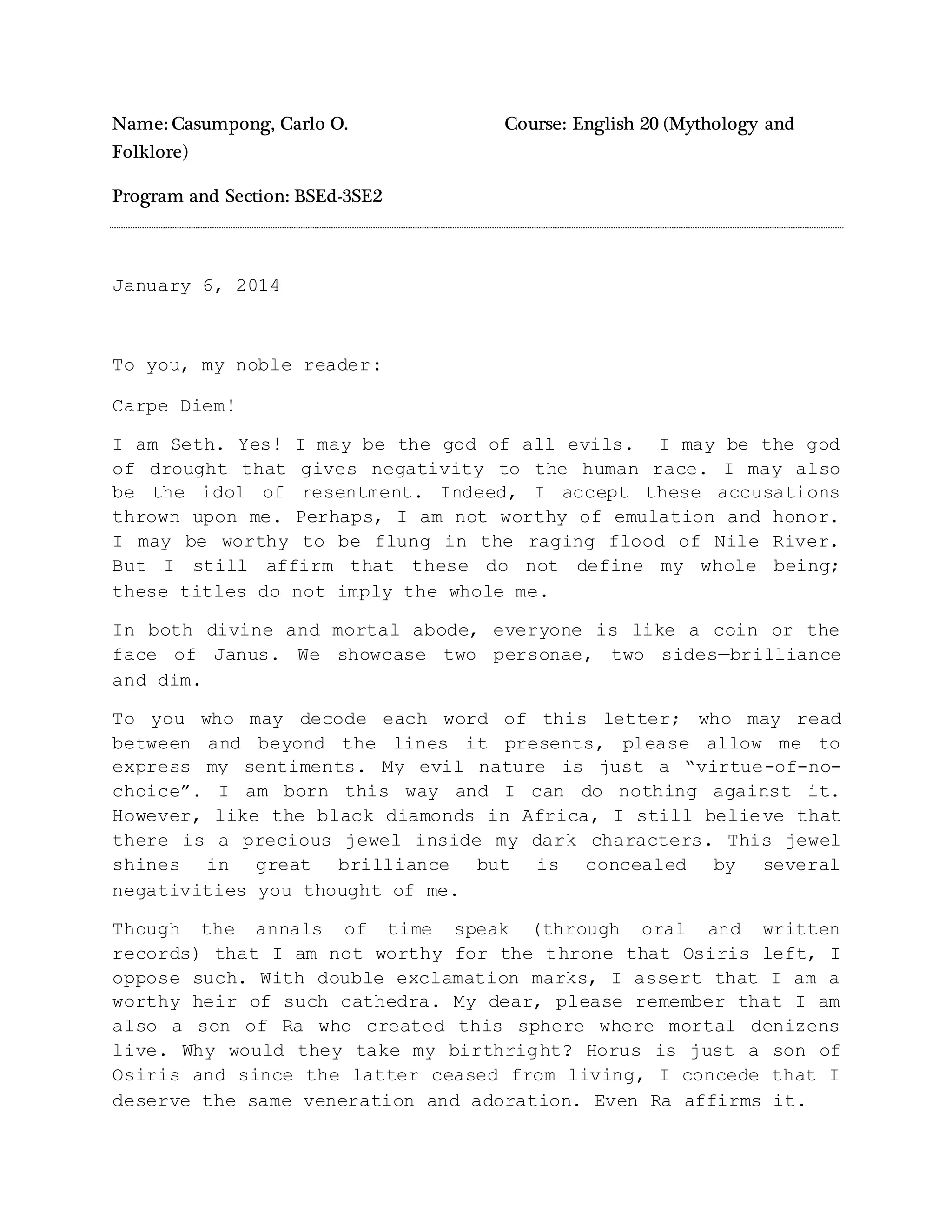 English 20 letter to the future reader | DOCX