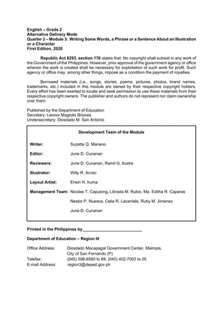 English 2_q2_mod3_Writing Some Words, a Phrase or a Sentence About an ...