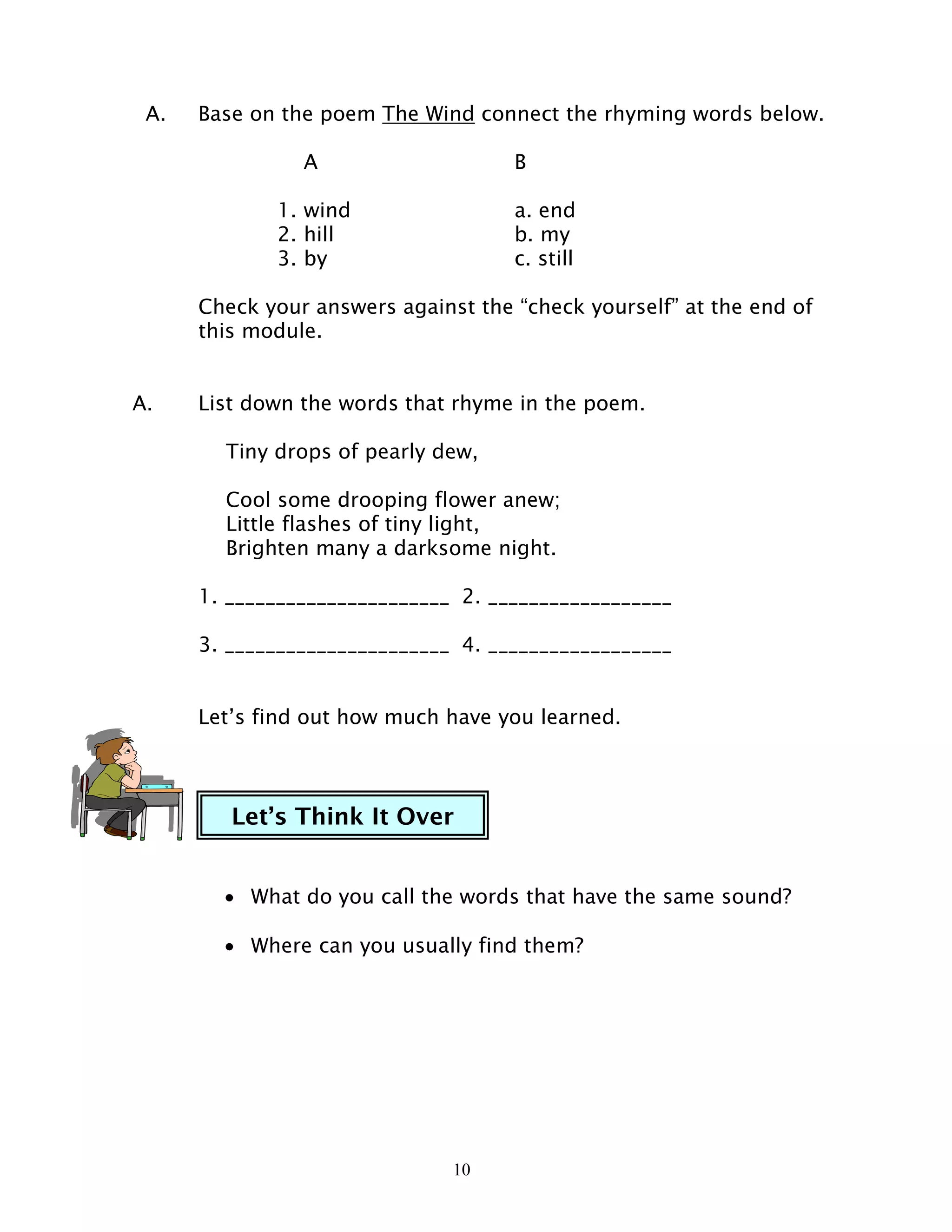 English 3 dlp 10 identifying rhyming words | PDF