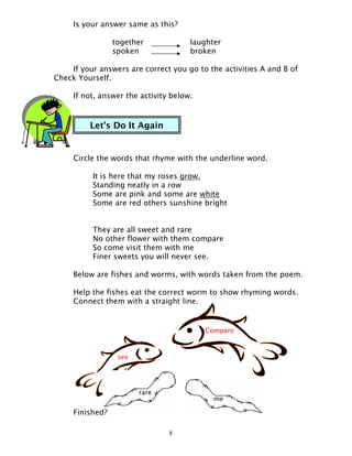English 3 dlp 10 identifying rhyming words | PDF