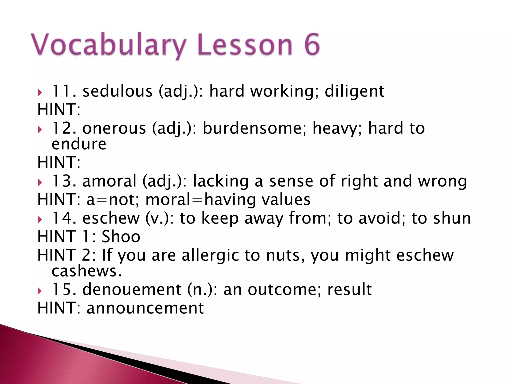 English 3 H Vocab 6 | PPT