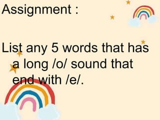 Long O words English 3 powerpoint presentation | PPT