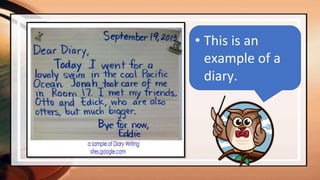 English 3 week 4 writing a diary | PPTX