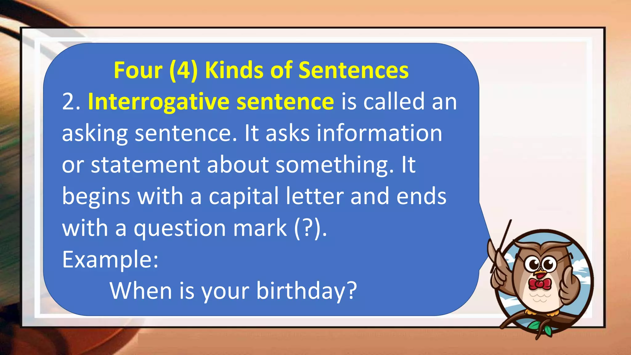 English 3 week 5 kinds of sentences | PPTX