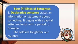 English 3 week 5 kinds of sentences | PPTX | Education