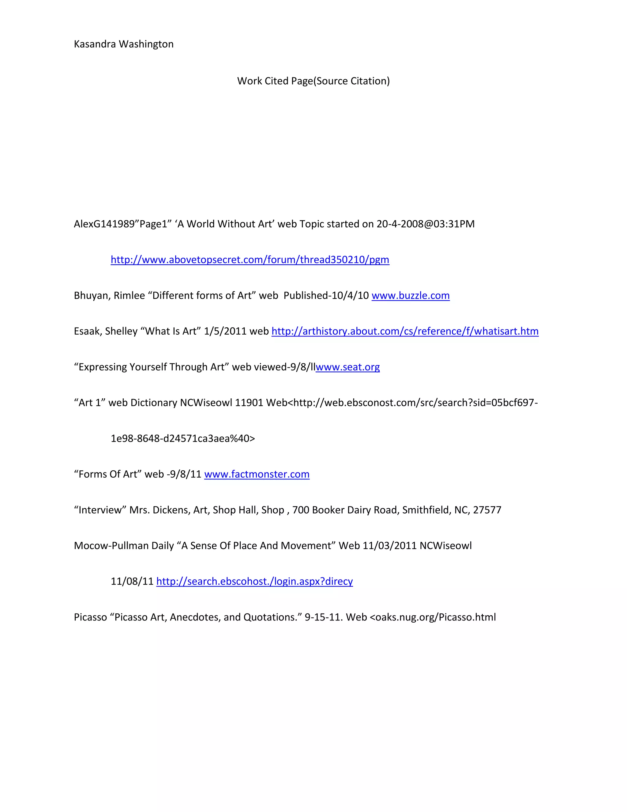 English 3 work cited page | PDF