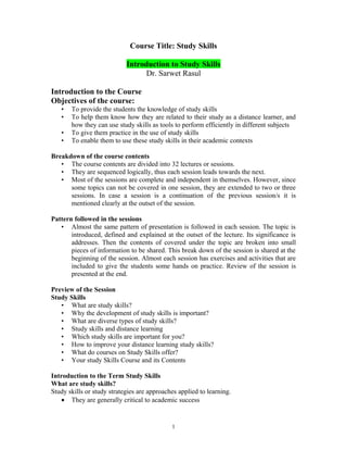 English: Introduction to study skills (Complete Intro) | DOC