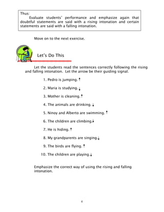 English 4 dlp 1 distinguishing rising and falling intonation opt | PDF