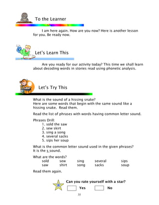 English 4 dlp 5 decoding words in stories read using phonetic analysis ...