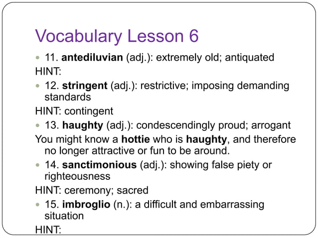 English 4 Honors Vocab 6 | PPT