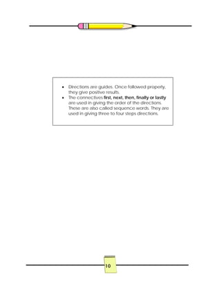 English 4 misosa following directions using sequence signals | PDF