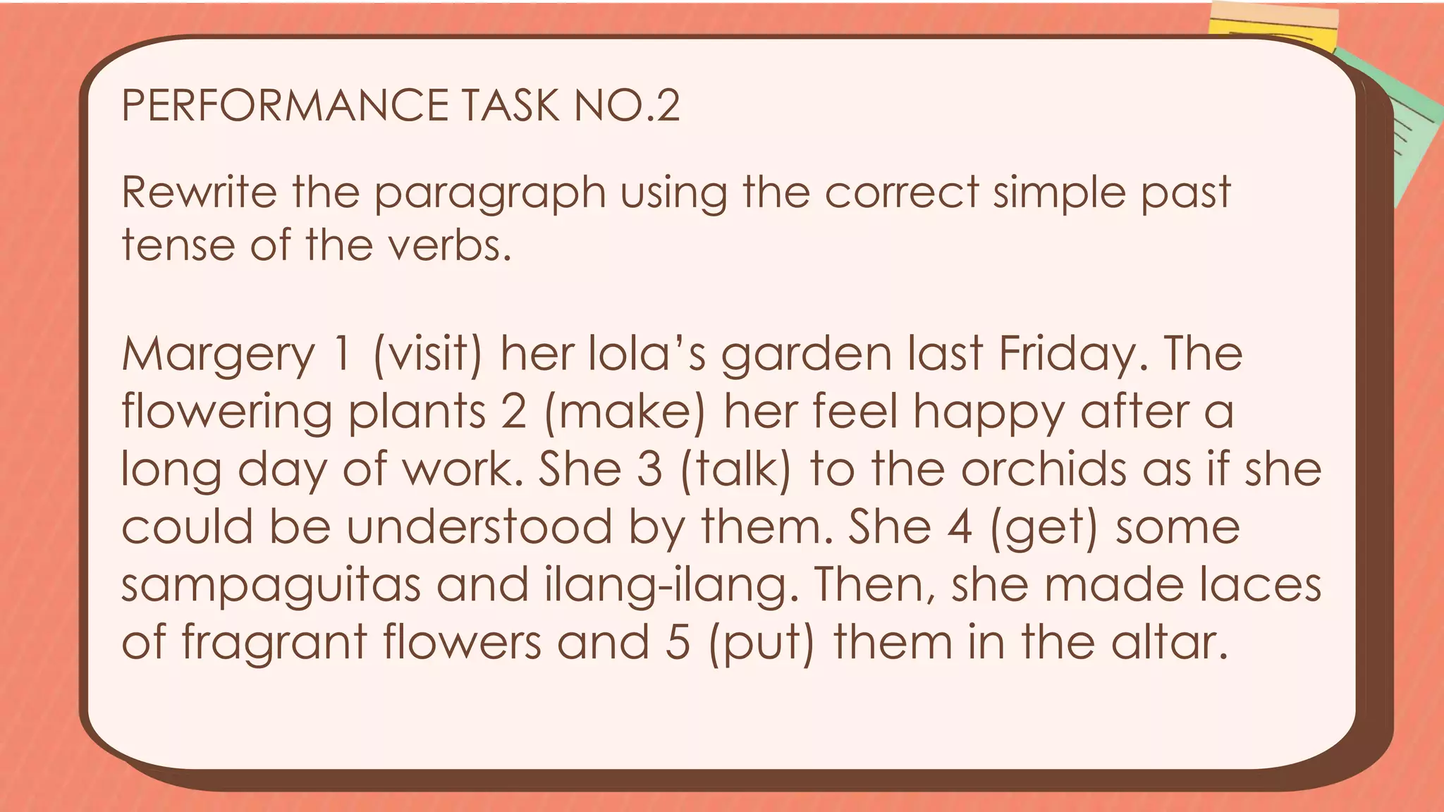 English4_PerformanceTask_Past form of regular and irregular verbs.pptx