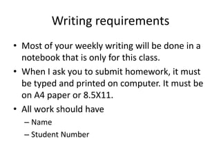 English 4 writing class introduction | PPTX