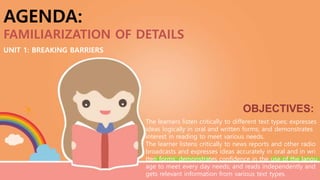 FAMILIARIZATION OF DETAILS | PPTX | Family/Children | Genres