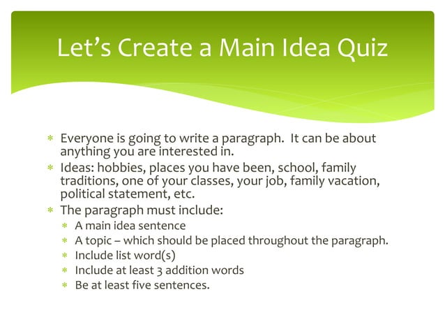 English 52 – topic & main idea | PPT