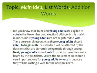 English 52 – topic & main idea | PPTX