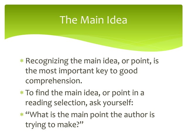 English 52 – topic & main idea | PPT